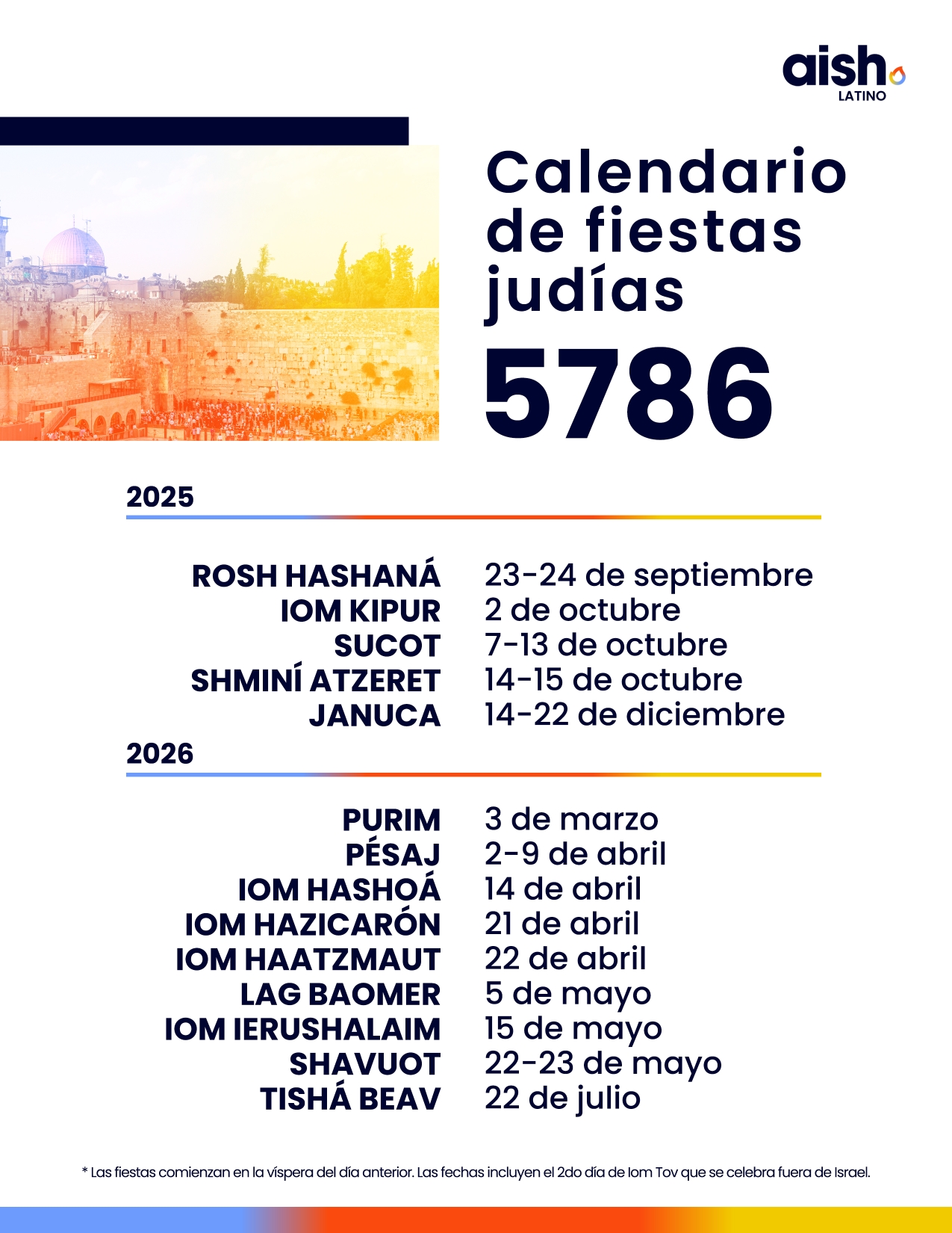 Calendario de festividades judías 2025-2026 – Riopiedras-Ediciones